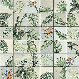 SomerTile FCD10NUJAB Nusa Botanic Jade x 9-3/4" Porcelain Floor and Wall Tile, Green