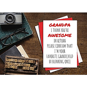 Ikassong Funny Card for Grandpa Birthday Grandparents Day 5.3 x 7.6 with 2 Envelopes