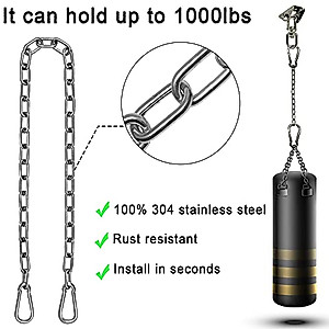 Hammock Hanging Kit with Swing Chain, 1000lbs Capacity Hanging Hooks Heavy Duty 360° Swivel for Yoga, Chair, Tree, Indoor & Outdoor Gym