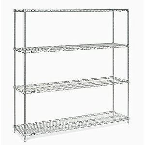 Nexelate Wire Shelving Starter Unit, Silver Epoxy, 72"W X 18"D X 74"H