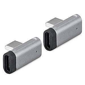 kwmobile USB C Right Angle Adapter - 90 Degree Male to Female USB-C Plug Adaptor Compatible with Oculus Headsets Laptops Computers - Set of 2