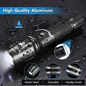 PHIXTON Flashlights LED High Lumens 2 Pack, Bright 3000 Lumen Handheld Flash Lights, Powerful Small Flashlight, Adjustable, Waterproof, for Gift Survival Emergency Camping Hiking Gear