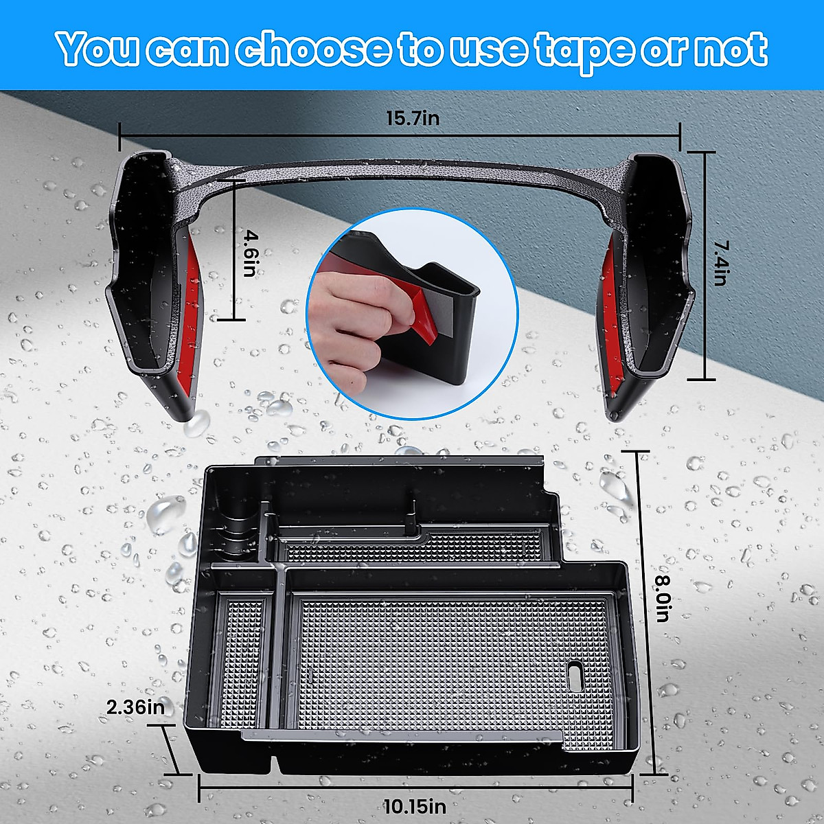 DIAMOOKY Upgraded 2PCS Center Console Organizer Compatible with Toyota 4Runner 2024 2023 2022 2021 2020 2019-2010 Gear Shift Organizer Tray Armrest Storage Box 5th Gen 4 Runner Interior Accessories