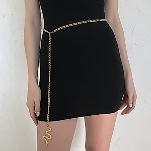 Wekicici Boho Snake Belly Chain Gold Metal Belt Body Chain Chunky Belly Link Waist Party Sexy Body Chain for Women(style 2)