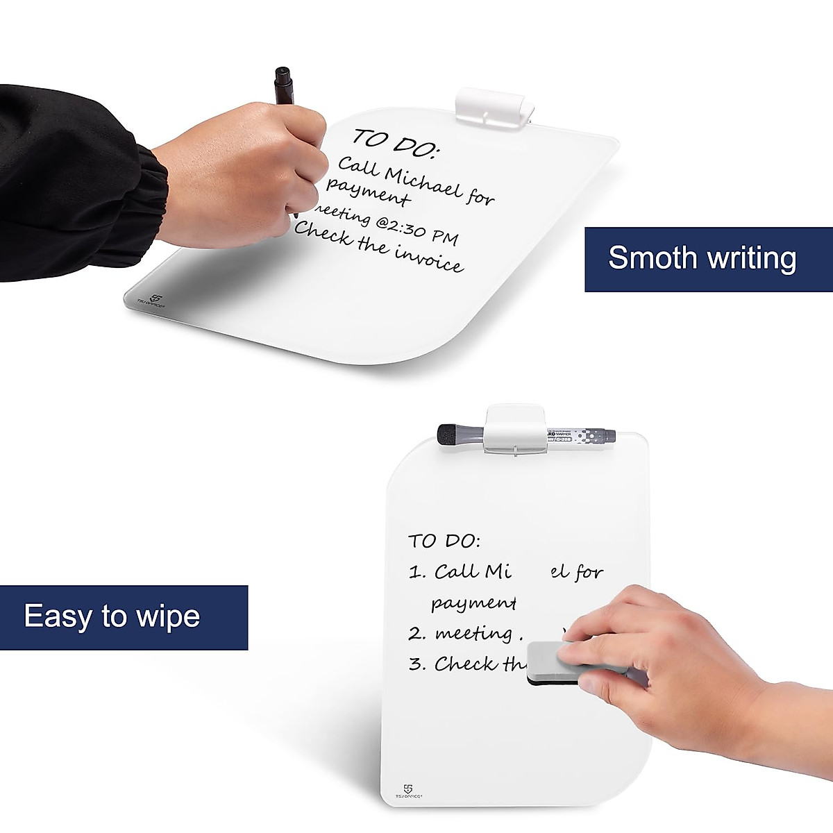 Small Desktop Glass Dry-Erase whiteboard - 12 X 8 Inches Tabletop Easel whiteboard with Stand, Desk Board Buddy for Artist, Teacher and Student