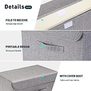 BAYUTE foldable storage box 2 storage boxes with lids, linen storage box, used to store toys, clothes, paper and books in the closet and bedroom.
