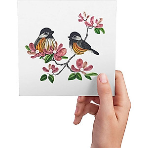 TUMYee Spring Birds and Flower, Quilling Card 3D Colorful Cute Holiday Card, Greeting Card Card for Valentine, Sympathy, Thinking Of You, Quilled Card for Christmas,Birthday,Anniversary, Friend Mom with Envelop(Blossoms and Birds)