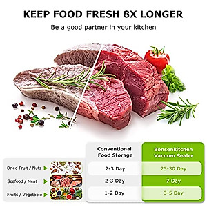 Bonsenkitchen Vacuum Sealer Machine with 200 Quart 8" x 12" Sealer Bags