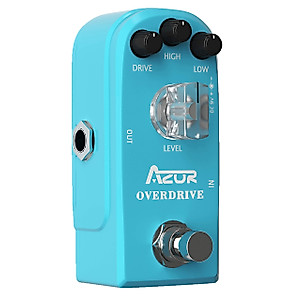 AZOR Overdrive Guitar Effect Pedal with Guitar Effect Pedal Cables 3 Pack (Gold)