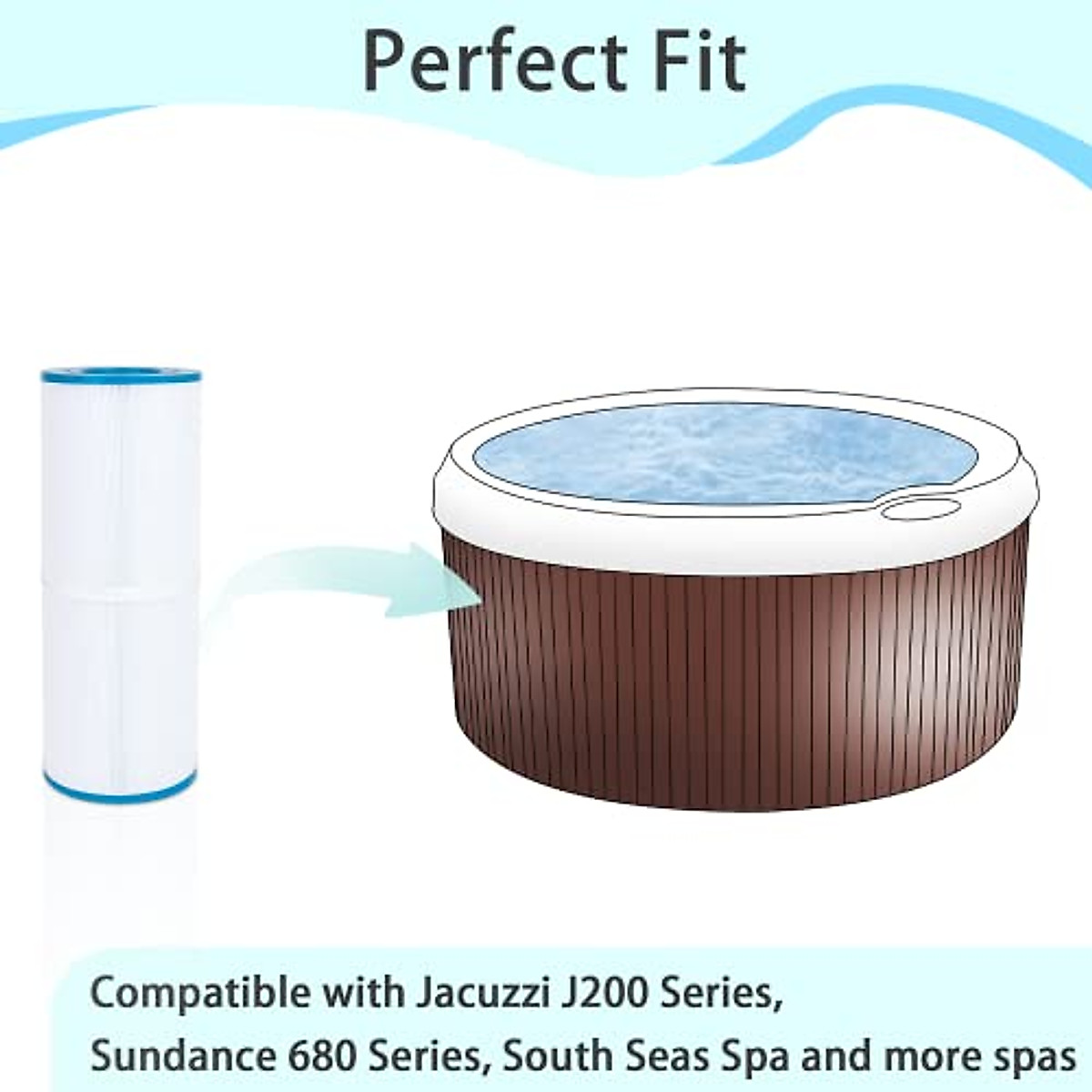 Future Way Hot tub Filter Compatible with Pleatco PRB50-IN, Unicel C-4950, Jacuzzi J210/J220/J235/J245/J275, Filbur FC-2390, 5X13 Drop in Spa Filter, 50 sq.ft, 2-Pack