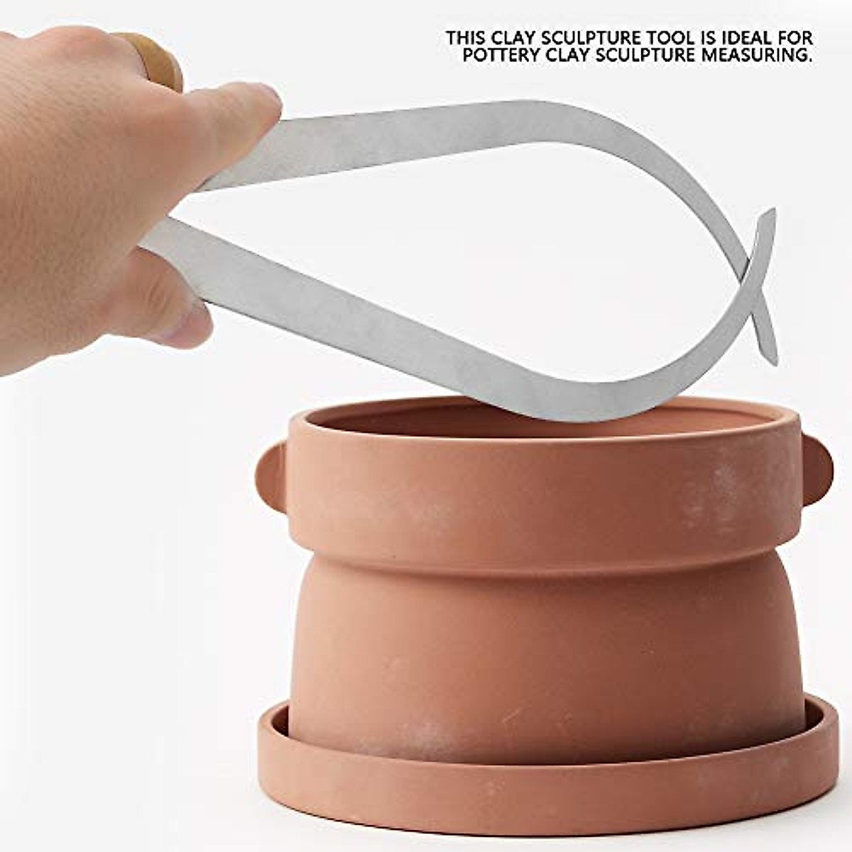 Watris Veiyi 10inch Clay Caliper Tool, Stainless Steel Caliper Clay, Measuring Pottery Tool, Bent Leg Stainless Steel Caliper, Inside Outside Caliper, Sculpture Ceramic Tool for Carving Modeling