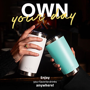 NORDAY | 20oz Vacuum Insulated Travel Cup With Lid - Aqua | Stainless Steel Double Wall Coffee Tumbler - Keeps Temperature up to 24hr - Anti Spill Lids