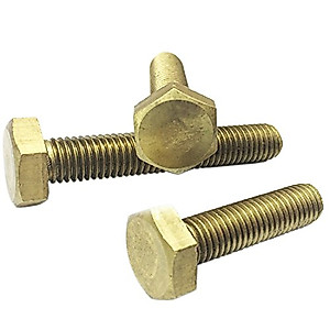 M6 x 10mm Brass Hex Head Screws/Bolts,Full Thread,Pack of 20-Piece