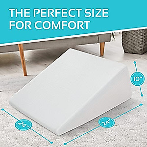 Bed Wedge Pillow - 10 Inch Wedge Pillow For Sleeping with Memory Foam Top, Lower Back Pain Support Cushion, Sleep Apnea Pillow, Pregnancy, Acid Reflux, GERD, Heartburn, Anti Snore, Removable Cover