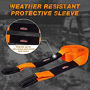 Autofonder Tow Strap (3”x30’) with Heavy Duty 3/4 D Ring Shackles (2pcs)-30,000lb Break Strength-12T Offroad Vehicle Towing Rope with Storage Bag-Triple Reinforced Loop Emergency Recovery Straps