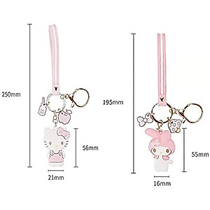 2pcs My Melody + Hello Kitty,Cute Kawaii Accessories Anime Keychain Cartoon Keychain Keyring Key Purse Handbag Car Charms