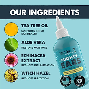 Mighty Paw Waggables Dog Ear Wash - 4 oz (Made in USA) | Dog Ear Cleaner Solution. Dog Ear Wash Cleaner Aloe Vera Dog Ear Drops. Liquid Ear Cleaner for Dogs. For Itchy Ears, Yeast & Healthy Ear Canals