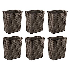 Sterilite Weave 3.4 Gallon Plastic Home/Office Wastebasket Trash Can (6 Pack)
