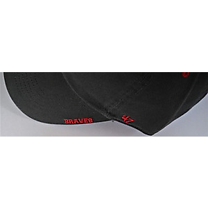 Atlanta Braves Unisex Adult Adjustable Low Profile Charcoal Gray Cap Hat with White and Black Embroidered A/Tomahawk Logo and Stitched Red Nickname on Bill