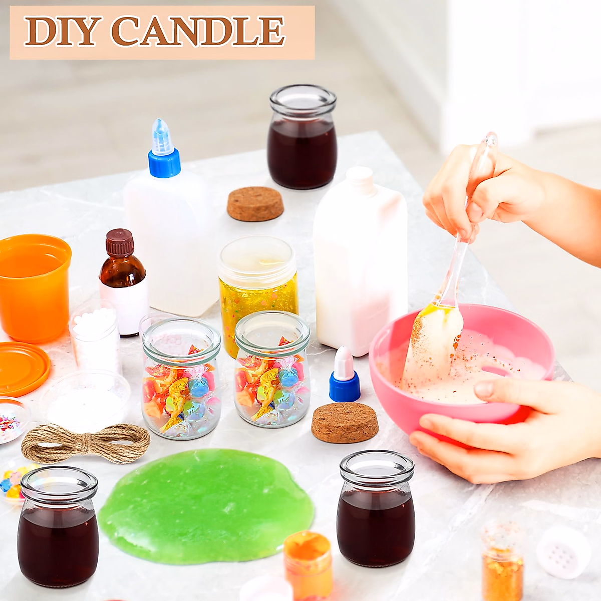 Suclain 50 Pack Glass Favor Jars with Cork Lid 3.4 oz Small Glass Bottles Jars with 100 Labels 50 Gift Bags Twine Mini Candy Containers for Wedding Favors Pudding Honey DIY Projects