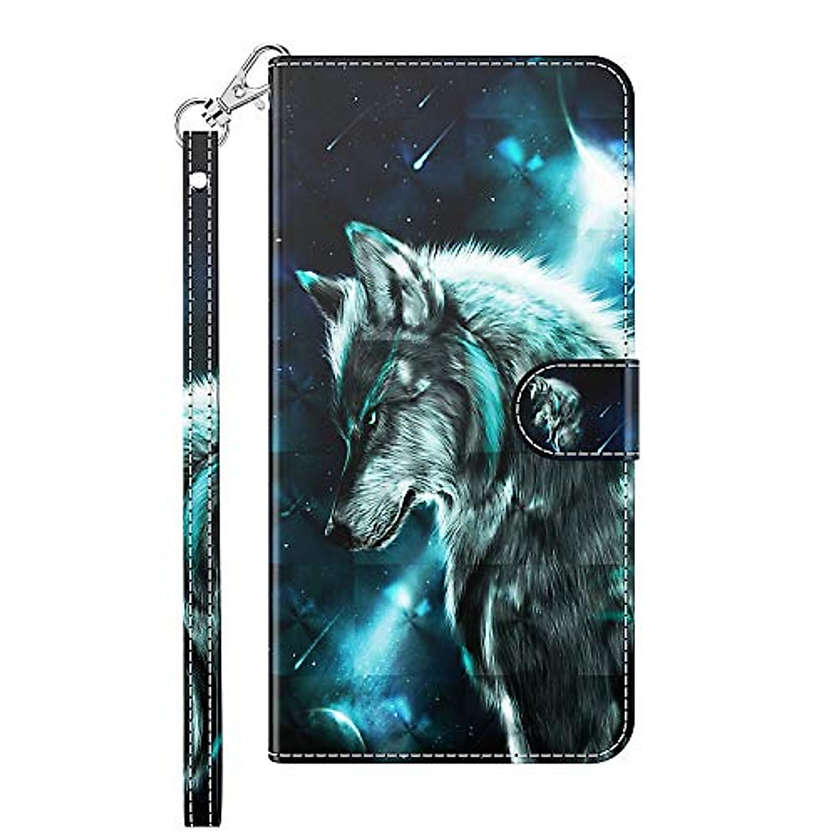 ALILANG Phone Case for Oppo Find X5 Pro Case, Premium Flip Magnetic Closure Stand Function Card Holder PU Leather Cover for Oppo Find X5 Pro Wallet Case-Wolf