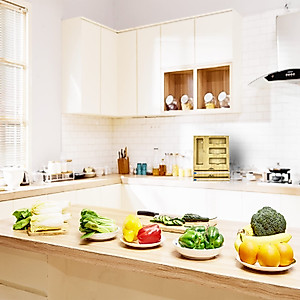 LQQBOX Bamboo Ziplock Bag Storage Organize, 6 in 1 Bamboo Wrap Dispenser Compatible with 12" Parchment Paper Roll Cutter for Gallon, Quart, Sandwich Bags, Roll etc