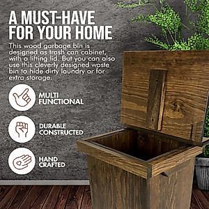 Peaceful Classics Wood Garbage Bin Cabinet - Wooden Trash Can w/Hidden Design, Stylish Kitchen Garbage Can, Amish Made Cabinet Hidden Trash Can, Handmade Waste Bin Cabinet Storage (Special Walnut)