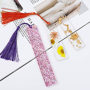 6 Pack DIY Bookmark Resin Mold Rectangle Bookmark Silicone Molds with 24 Pieces Colorful Tassels for Jewelry DIY Craft (6)