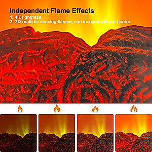 RealSmart Electric Fireplace Heater 22'' Freestanding Fireplace Stove Infrared Fireplace with 3D Flame Effect Remote Control, Timer, Overheating Protection Heater for Indoor Use Brown