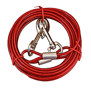 Love Dream Dog Tie Out Cable for Dogs Up to 125 Pounds, Super Heavy and Bite Resistant, 16ft Length Available Dog Lead Line for Yard, Camping, Park, Outside (16ft, Red)