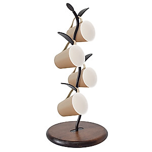 CUKE2BEET Mug Tree Stand, Countertop Coffee Mug Holder Tree Coffee Mug Rack Tea Cup Organizer with Wooden Base for Coffee Counter Bar and Kitchen