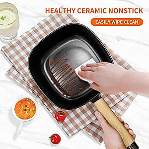 Audecook Electric Hot Pot with Steamer 2L, Cermic Glaze Non-Stick Frying Pan 8 Inch, Portable Travel Cooker for Ramen/Steak/Fried Rice/Oatmeal/Soup, with Dual Power Control (Silicone Spatula Included)