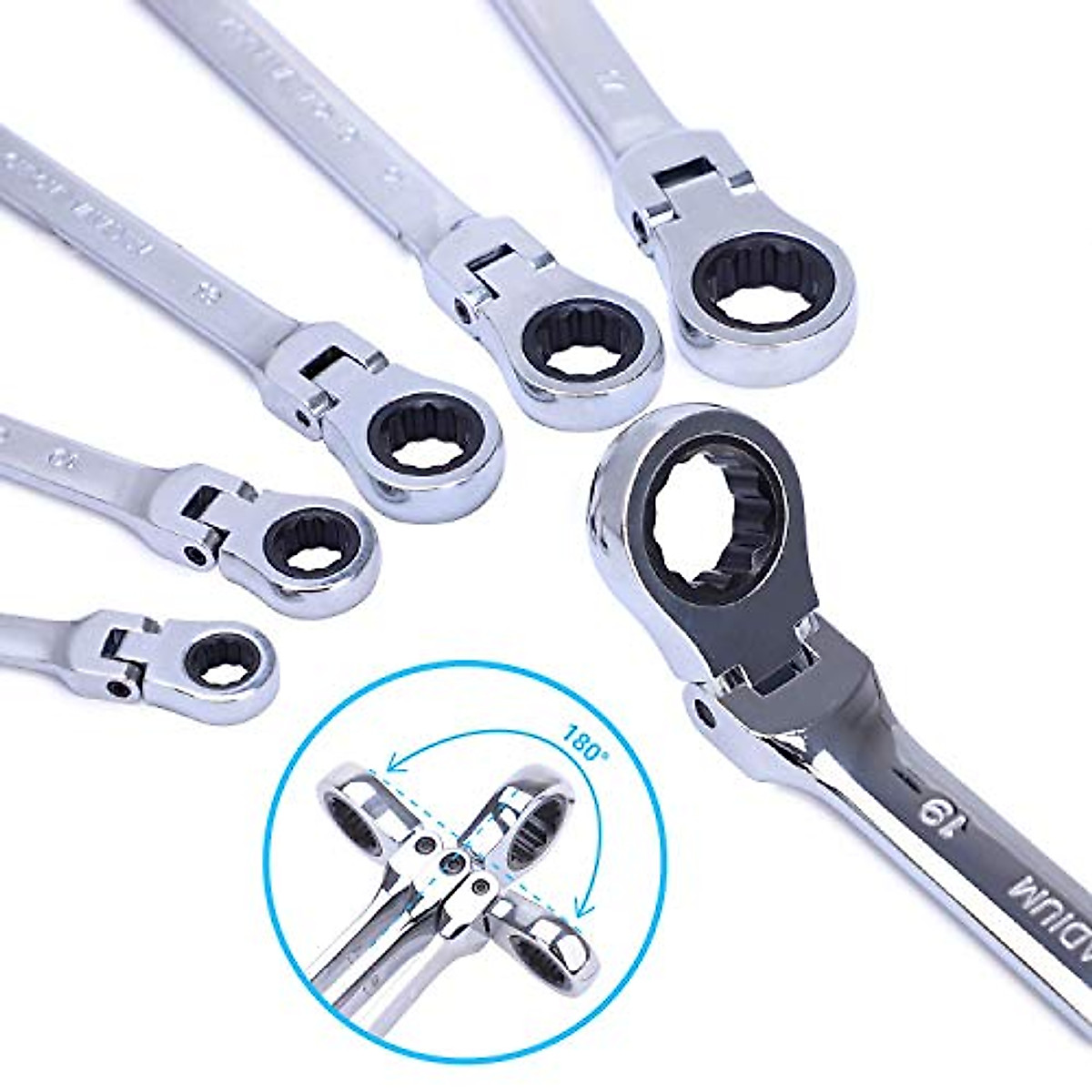 BANG 4 BUCK Metric Ratchet Wrench Set Double Box End Flex Head Ratcheting Wrench Roll for Craftsman, 8-19mm Standard Wrench Set Chrome Vanadium Steel Gear Wrench with Organizer Pouch, 6-Piece