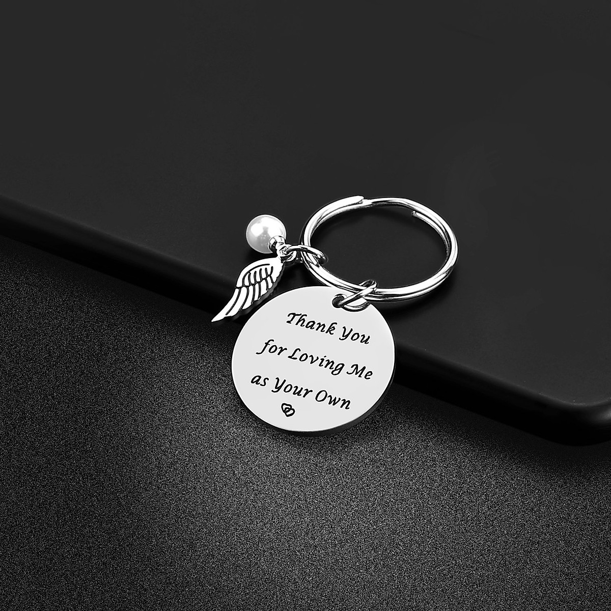 iJuqi Step Mom Gifts Keychain - Mother's Day Gift for Step Mom From Daughter Son, Thank You for Loving Me As Your Own Stepmother Keychain, Step Mom Christmas Gifts Birthday Gifts