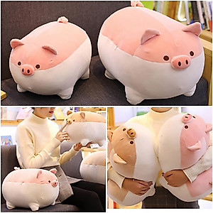 Levenkeness Soft Fat Pig Plush Hugging Pillow,Cute Piggy Stuffed Animal Doll Toy Gifts for Bedding, Kids Birthday, Valentine, Christmas (Pink, 19.7")