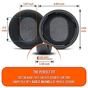WC Freeze Maxwell - Cooling Gel Replacement Earpads for Audeze Maxwell Headphones by Wicked Cushions - Elevate Comfort, Durability, Thickness & Sound Isolation for Epic Gaming Sessions | Black