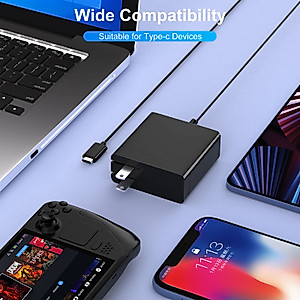 sikrofegen USB c Wall Charger for Nintendo Switch and steam Deck, 45W Charger with Foldable Plug,15V/2.6A Fast Charging USB Plug for Nintendo Switch/Switch lite/Switch OLED,Supports Docking Station