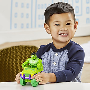 Marvel Spidey and His Amazing Friends Hulk Action Figure and Smash Truck Vehicle, Preschool Toy for Kids Ages 3 and Up