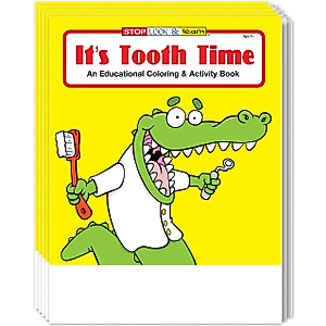 ZOCO - It's Tooth Time - Educational Coloring Books for Kids (25 Bulk Pack, Without Crayons) - Dentist Toys for Kids - Dental Office Supplies