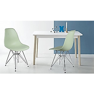 GIA Contemporary Armless Dining Chair with Chrome Metal Legs, Set of 2, Green