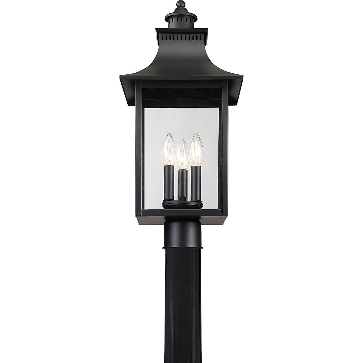 Quoizel CCR9010K Chancellor Outdoor Lantern Post Mount, 3-Light 180 Total Watts, 22" H x 10" W, Mystic Black