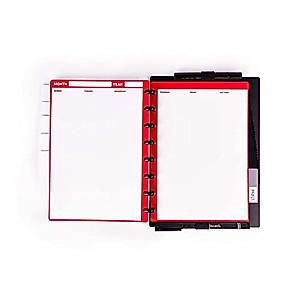 Modubooq - 32 red monthly reusable discbound duratech3 pages - inserts with month planners for smart notebook - A5