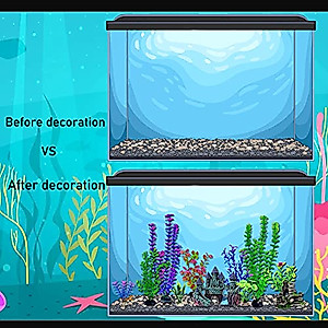 Mechpia 13 Pieces Aquarium Decorations Kit, Fish Tank Decorations Set Small Resin Castle and Rockery Betta Fish Cave Hideout Coral Artificial Plastic Plants Ornament Accessories