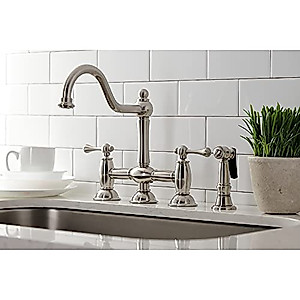 Kingston Brass KS3798BLBS Restoration Bridge Kitchen Faucet, Brushed Nickel