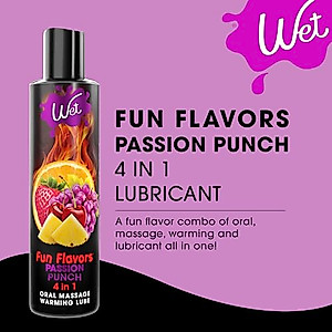 Wet Flavored Tasty Warming Lube Sampler (5- Pack), Five 1 Oz Bottles, Premium Personal Lubricant, for Men, Women and Couples, Ideal for Foreplay, Paraben Free, Gluten Free, Stain Free, Sugar Free