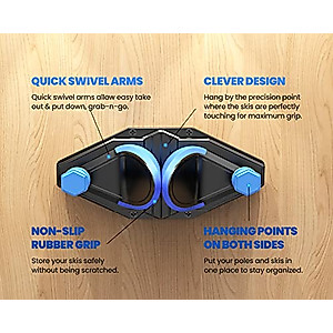 Skifavs Ski Wall Mount, Snowboard Wall Storage Rack, Ski & Snowboard Rack For Garage Wall, Damage-Free Ski Storage Rack, Ski Holders For Wall, Snowboard Display （1 Pack)