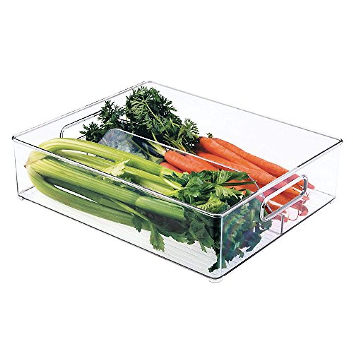 iDesign Recycled Plastic Resipreme Divided Fridge and Freezer, 12” x 4” x 14.5”, Clear