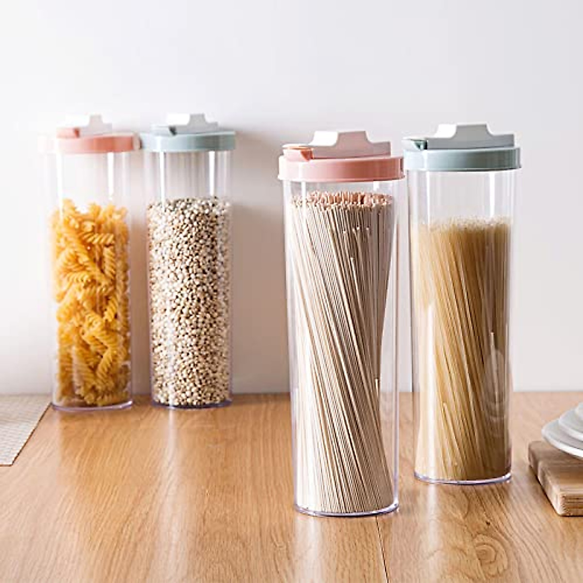 HASSR Kitchen Storage Box Storage jar Sealed Storage Noodles Kitchen Noodle Storage Box Round Pasta Storage Bucket Pink