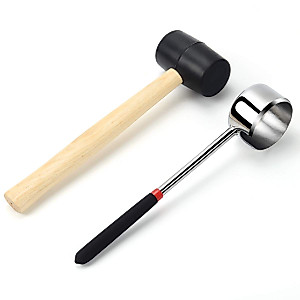 Coconut Opener Tool Set for Young Coconut,Food Grade Stainless Steel Coconut Opener Set with Rubber Mallet