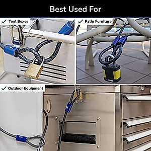 BRINKS - 15 ft x 3/8" Flexible Steel Loop Cable - Heavy Duty Vinyl Wrap for Corrosion Protection